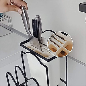 ShiSyan Pan Lid Holder Multifunction Kitchen Countertop Rack Pan Rack Holder Cutting Board Pot & Pan Racks (Color : Black, Size : 18.5×22.5×32.5cm) Kitchen Drain Rack