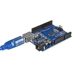 UNO R3 Board ATmega328P with USB Cable for Arduino - Compatible with Arduino UNO R3 Mega 2560 Nano Robot for Arduino IDE AVR MCU Learner K53, Blue