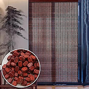 LEOSXA Bamboo Beaded Curtain Natural,Wood Beaded Door Beads,Doorway Curtain Room Divider,String Bead Curtain Fly Screen Doors Cutain,Fly Screen Curtain,for Partition,Customizable (130 str