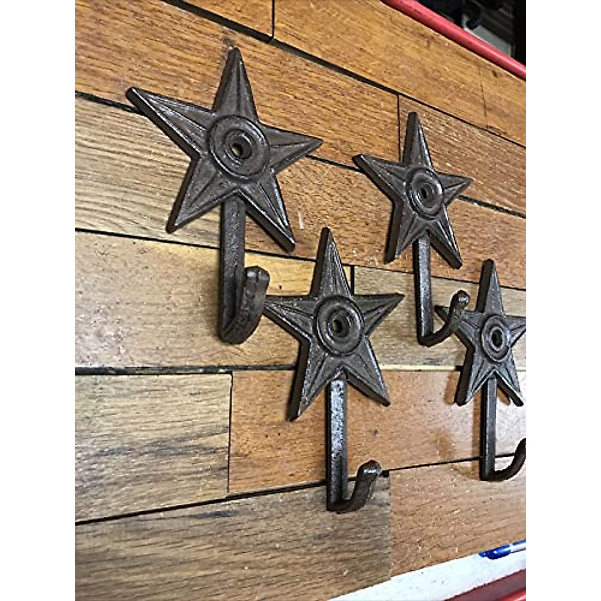 4 Star Western Coat Hooks Tack Hat Wall Hanger Rustic Iron Barn Key Americana