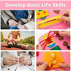 likrolwe Toddler Busy Board, Montessori Sensory Board for Learning Fine Motor Skills, Autism Preschool Activities Educational Travel Toys for 3+Year Old