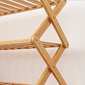 SXRZY Bamboo Shoe Rack Small Space,2 Tier Shoe Rack Wooden,Sturdy and Durable Installation-Free Folding Shoe Storage Rack for Entryway, Hallway,Closet,Dorm,Bearing 40kg (40×25×22cm)