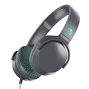 Skullcandy Riff On-Ear Wired Headphones, Microphone, Works with Bluetooth Devices and Computers - Grey/Miami, Wired