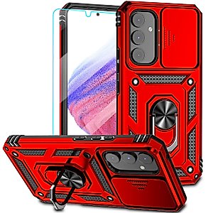 for Galaxy A54 5G Phone Case,with Screen Protectors and Camera Cover,[Military Grade] 16ft.Drop Tested Cover with Magnetic Kickstand Protective Case for Galaxy A54 5G, Red