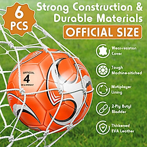 Ceenna 6 Pcs Soccer Ball Bulk with Pump Bag Machine Stitched Deflated Soccer for Outside Sports Training Game Practice(Stylish,Size 4)