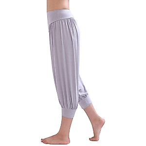 LKXHarleya Women Modal Harem Yoga Pants Loose Casual Fold Over Pilates Capri Pants Yoga Pants