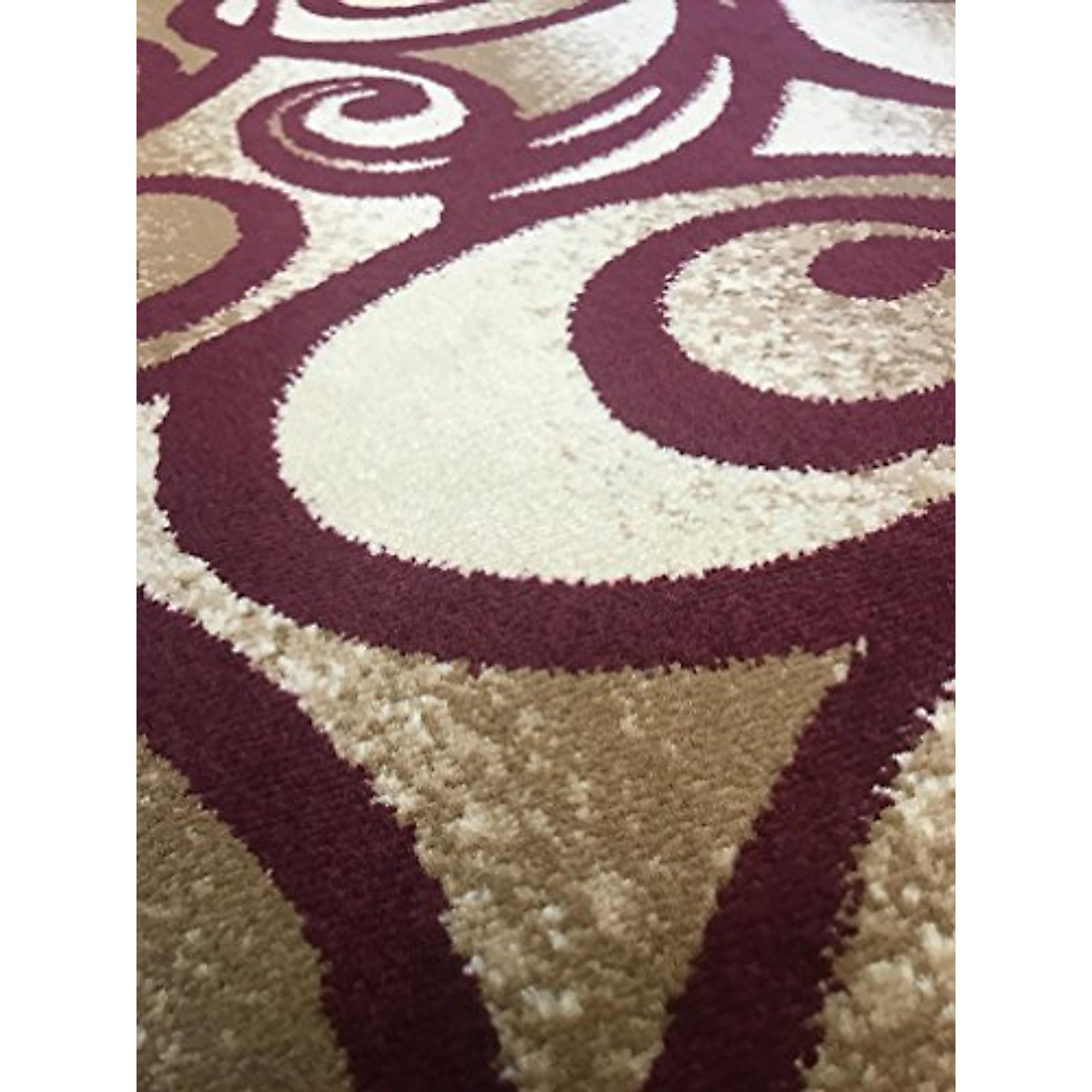 Bellagio Modern Door Mat Contemporary 256,000 Point Area Rug Burgundy Swirl Design 341 (2 Feet X 3 Feet 4 Inch )