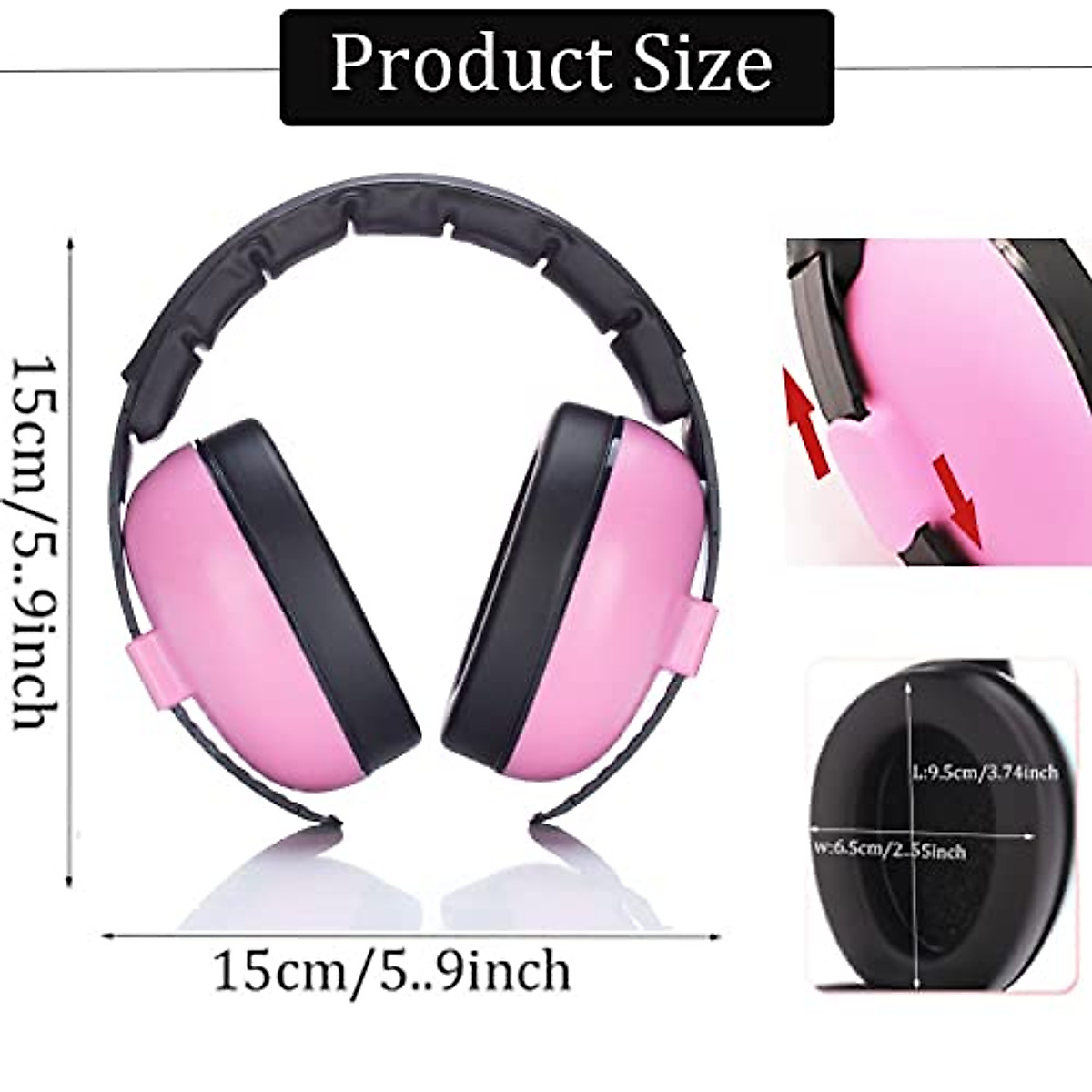 Rxsdeni Baby Noise Cancelling Headphones, Baby Ear Protection, Travel Baby Essentials, Kids Noise Reduction Hearing Protection Earmuffs for 0-3 Years Babies(Pink)