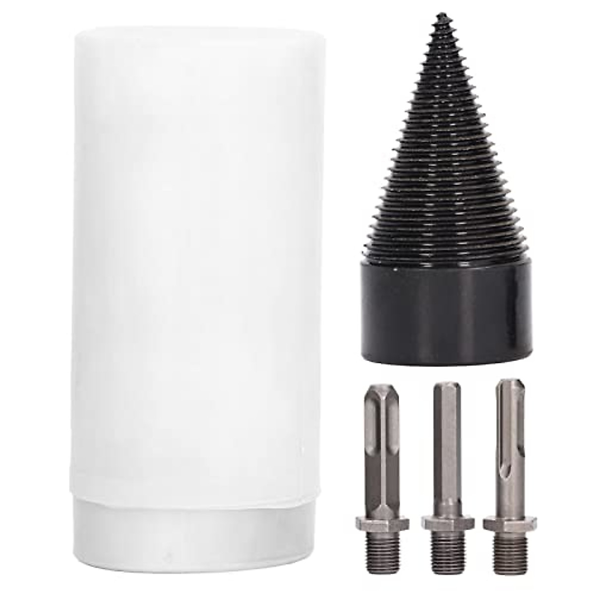 Kadimendium Wood Splitter Drill Bit Electric Firewood Log Splitter Bit Set with 3Pcs Removable Shanks Electric Wood Chopping Tool for Household Hand Drill Stick(50mm / 2in)