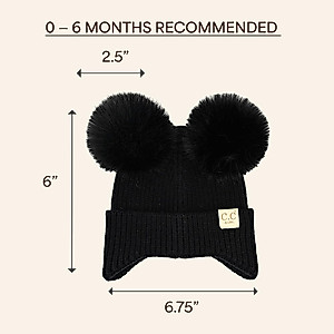 C.C Baby Earflap Double Fur Pom Pom Beanie Black