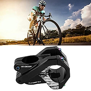 50mm Bike Stem, Short Handlebar Stem Cool Modeling Anodized Bright CNC Machining Sturdy for Road Bike for Mountain Bike(Black)