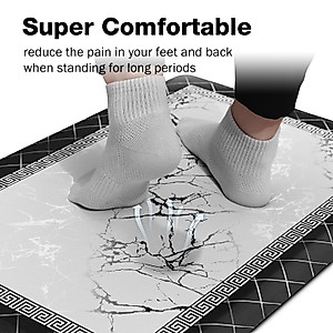 Opulentix Marble Kitchen Mat, 1/2 Inch Thick Black and Gold Waterproof Kitchen Rugs Non Slip, Cushioned Anti Fatigue Kitchen Mats for Floor Standing Desk Office in Front of Sink, 17.3"x28"