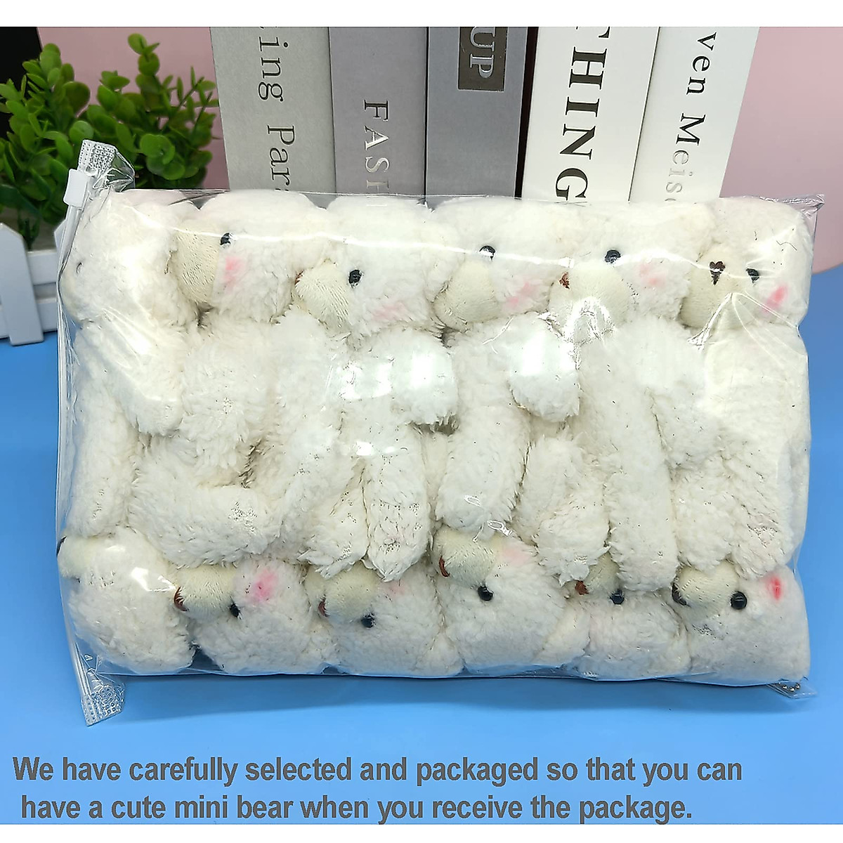 WEGUTATS 12 Pack Mini White Teddy Bears , 4.7 inch Tiny Soft Stuffed Teddy Bear, Mini Plush Bears Bulk for Birthday Table Decor Centerpiece Bag Fillers Party Favors DIY Keychain Crafts, WE