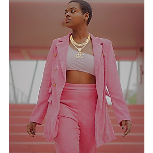 KOHOTA Gold Cuban Link Chain for Women Cursive Initial Pendant Necklace Layered Heart Shaped Zirconia Iced Out Chain Bling Necklace 24K Gold Plated Luxury Hip Hop Jewelry