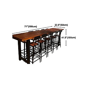 NIUYAO Bar Table Modern Simplicity Style in Solid Wood Fixed Top Table with Metal Legs for Bistro Cafe Home -Dark Wood ​71" L x 23.5" W x 41.5" H