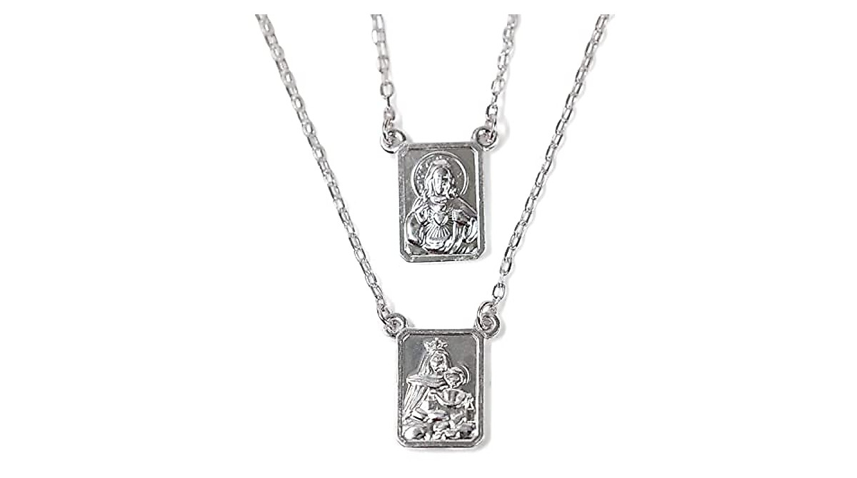 Roman Infinity Holy Scapular Sterling Silver Necklace 26"