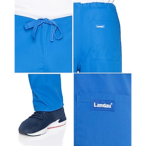 Landau Standard Essentials Unisex Relaxed Fit 1-Pocket Drawstring Scrub Pants 7602, Steel Grey, Medium