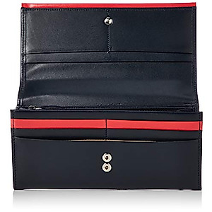 Kitamura NH0779 Long Wallet, Coin Purse, L-Shaped Type, Dark Blue/Red, Navy Blue 10701