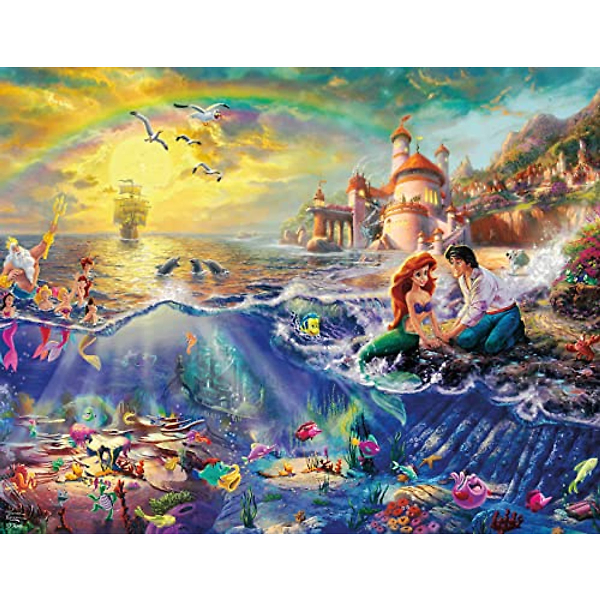 Ceaco - 4 in 1 Multipack - Thomas Kinkade - Disney Dreams Collection - Donald & Daisy Duck, 101 Dalmatians, Mickey, Minnie, & Pluto, & The Little Mermaid - (4) 500 Piece Jigsaw Puzzles