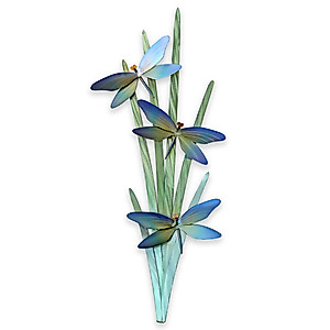 T.I. Design Dragonflies in Marsh Contemporary Coastal Lakehouse Lodge Farmhouse Metal Wall Decor