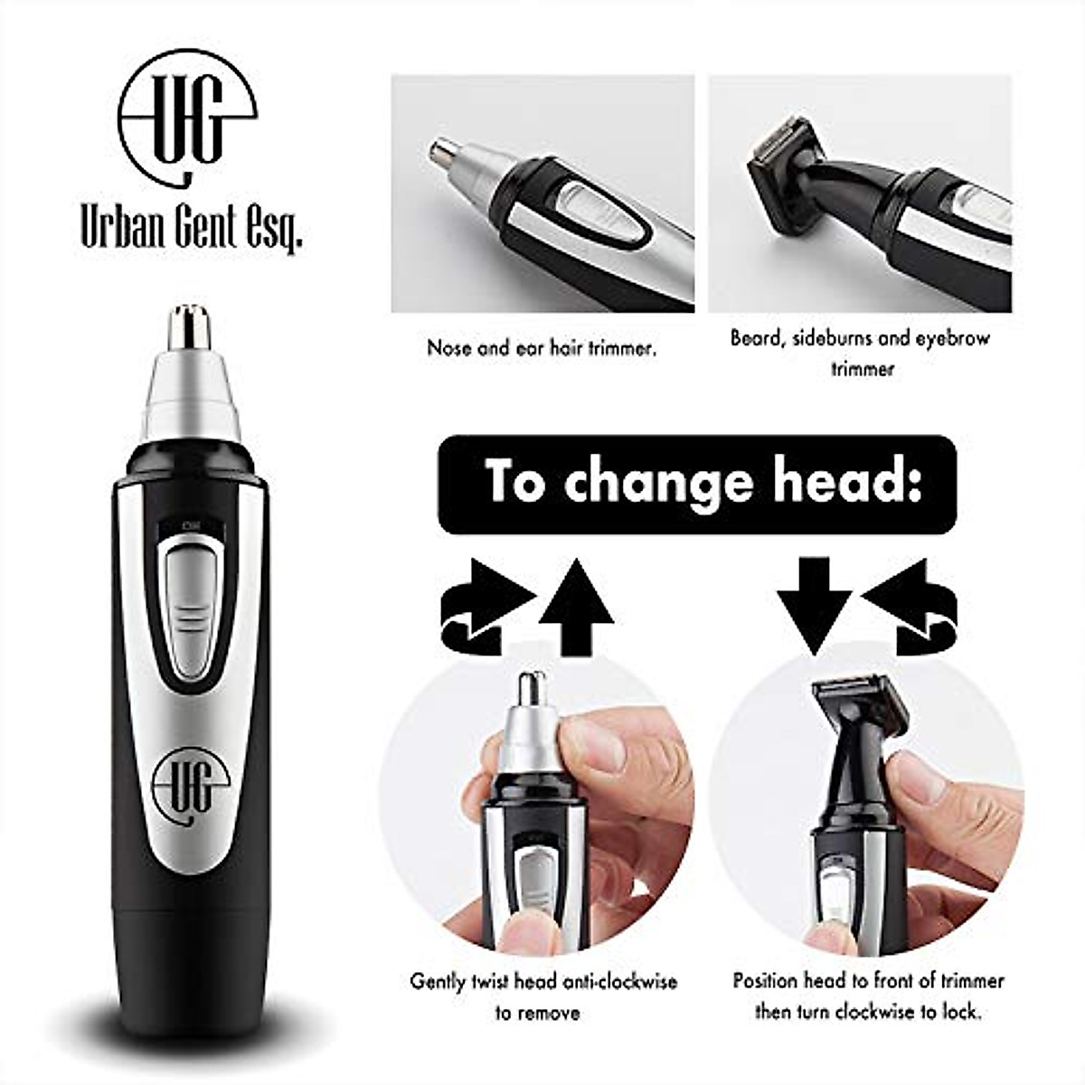 Urban Gent Esq. Ear and Nose Hair Trimmer Beard 8 Piece Mens Grooming Kit
