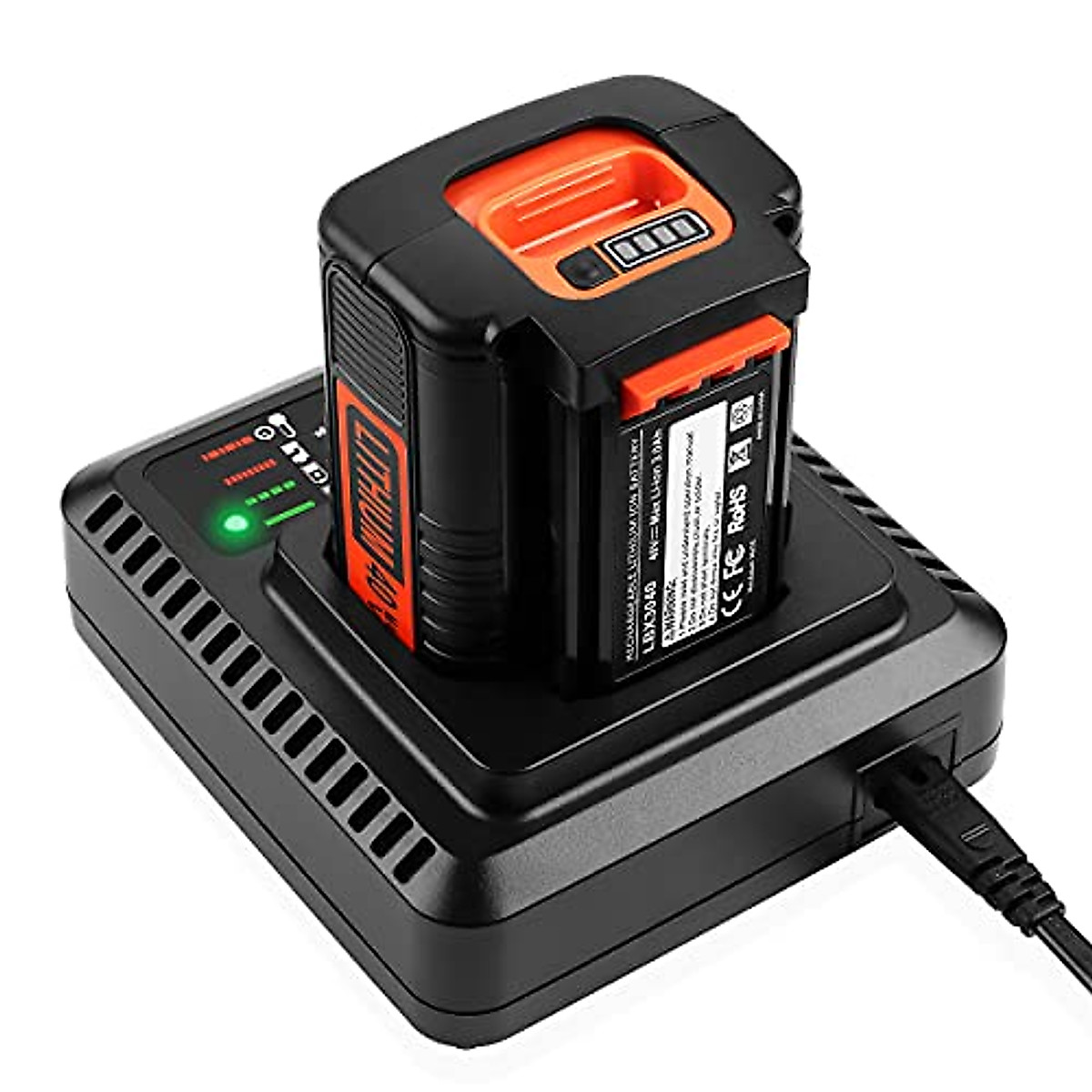 Energup 40V Charger for Black & Decker 40V MAX Battery LCS36 LCS40, Fast Charger for Black Decker 40V LBX2040 LBXR36 LBXR2036 LST540 LCS1240 LBX1540 LST136 Black Decker 40V Battery Charger