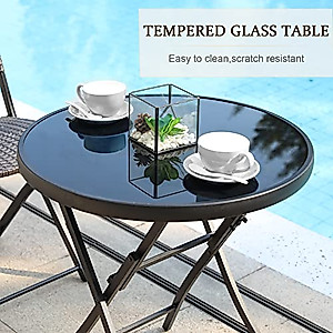 NATURAL EXPRESSIONS 3 Pieces Outdoor Patio Bistro Set, Wicker Patio Furniture Sets with Folding Patio Round Table and Chairs for Garden, Backyard,Balcony, Porch