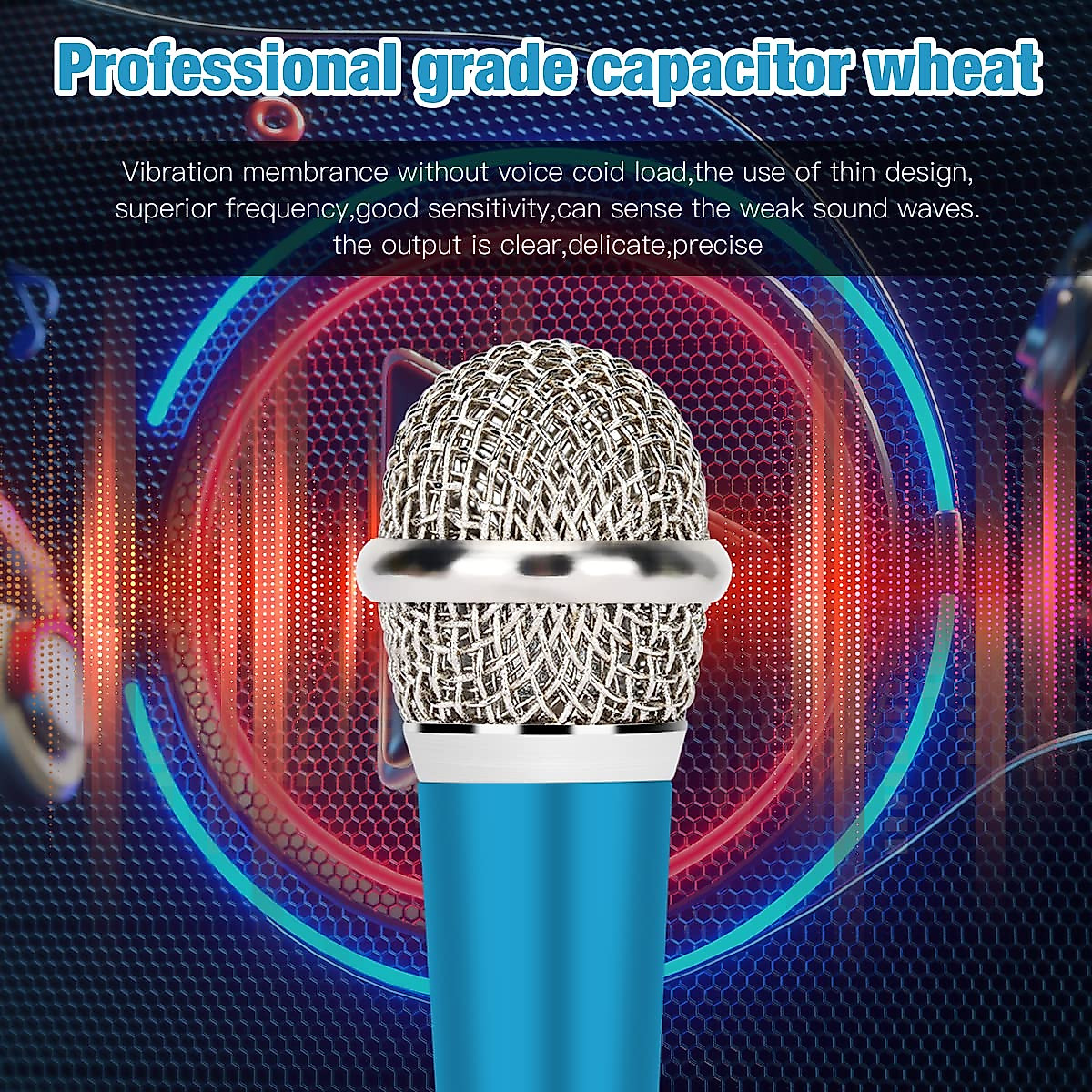 DELADOLA Mini Microphone,Portable Vocal Tiny Microphone, Asmr Microphone,Phone Microphone, Mini Karaoke Microphone for Voice Recording Chatting and Singing On iPhone,Android,Laptop Notebook（Blue）