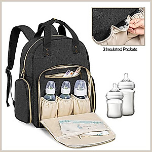 Teamoy Breast Pump Backpack Compatible with Spectra S1, S2, and Cooler Bag, Pumping Bag with Insulated Feeding Bottle Pockets, Diaper Bag Backpack for Working Mother with 15 inch Laptop Sleeve, Black