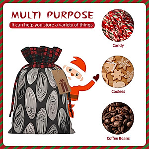 Christmas Gift Bags with Drawstring Burlap Gift Bags Abstract Black Silver Christmas Linen Bags for Xmas Party Candy Bags with Cards Xmas Reusable Wrapping Bags Christmas Linen Treat Bags for Holiday