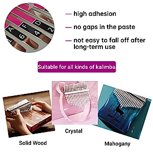 17 Key Thumb Piano Stickers 3Pcs Keys Stickers Staff Labels Button Musical Note Decoration for Beginners and Kids(black)