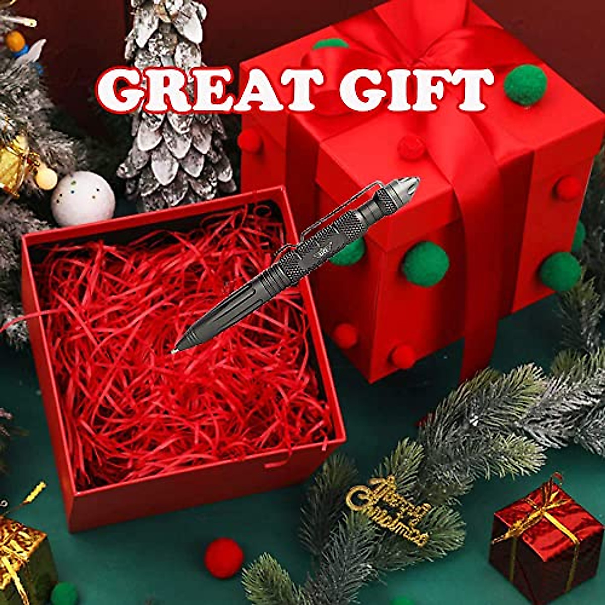 Uzi Tactical Pen with CuffKey in The Cap, Refillable Ultra Durable Aircraft Aluminum (UZI-TACPEN6-GM) Ballpoint Pen Writing Tactical Pen Survivor Pen (Gun Metal), Father's Day Gift