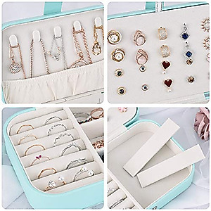 homchen Travel Jewelry Organiser Cases, Jewelry Storage Box for Necklace, Earrings, Rings, Bracelet (Box-TBlue)
