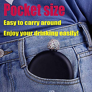 Hillside-Kit Booze Shot Flask- AB Crystal Lid Creative 304 Stainless Steel Wine Alcohol Liquor Flask for Women Girls Men Party Hand size Flask-5OZ