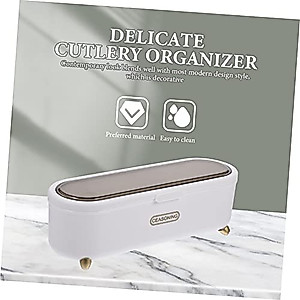 TOGEVAL 4pcs box Seasoning Drawer Home Straw and with Lid Clear Cutlery Countertop Fork Containers For Portable Container Organizer Holder Plastic Dinnerware Cover Delicate Flatware