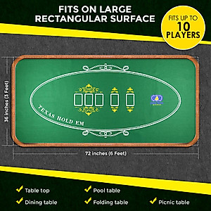 Tabletop Casino Felt Layout for Texas Holdem Poker and Blackjack - Premium Professional Grade Blackjack and Poker Mat for, Theme Party, Poker Night, Fundraisers & Gatherings