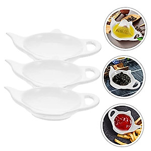 LIFKOME 3pcs Tea Bag Saucer Ceramic Coasters Mini Containers Ceramic Teapot Stir Spoon Rest Tea Holder for Tea Bags Organizer Teabag Tray Tea Spoon Rest Ceramic Teabag Holder Tea Bag Rest