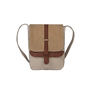 Mona B Canvas Handbag for Women | Zipper Bag | Crossbody Bag | Stylish Vintage Recycled Upcyled Bags Women (Brown-Rowen)