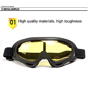 Snow Ski Goggles over Glasses,Protective Safety Glasses Lens Frame Eye Glasses Dust Prevention Anti-Fog Adjustable Anti-UV headband Eye Protection & Soft Crystal Clear (Lucency)