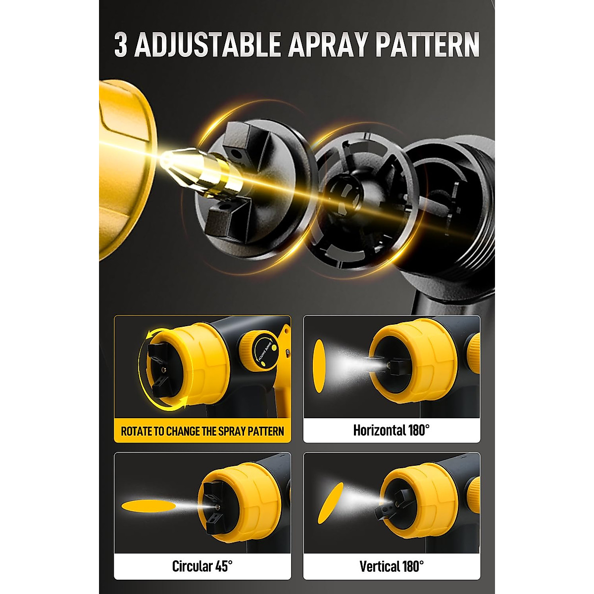 Cordless Paint Sprayer for DeWo1t 20V Max Battery (Battery NOT Included),No Battery HVLP Spray Paint Gun Yellow