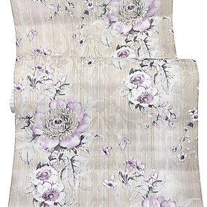 Yifely Vintage Purple Peony Self-Adhesive Kitchen Shelf Drawer Liner Moisture Proof PVC Mat 45x300cm