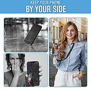 GAKI Store Phone Lanyard - 4 pads (transparent n black), Adjustable Neck and Wrist Strap, Phone Lanyards For Around The Neck - Cell Phone Lanyard for Anyone - Compatible with All Smartphone (Black #2)