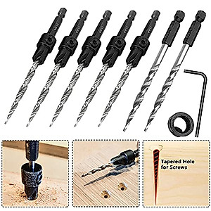 Saipe 5pcs Wood Countersink Drill Bit Set with 2pcs Counter Sinker Replacement Tapered Drill Bit All Same Size 11/64" Quick Change Hex Shank Screw Drill Counter Sink Bit for Drilling Pilot Hole