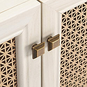 Safavieh Home Collection Piran White and Gold 4-Door 2-Shelf Media (65-inch Flat Screen) TV Stand