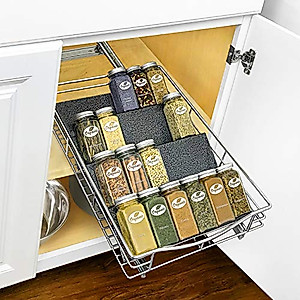 Lynk Professional® Spice Drawer Organizer - Heavy Gauge Steel 4 Tier Spice Rack - Drawer Insert Tray for Spice Jars, Herbs and Seasoning - Kitchen Cabinet Drawer Storage - Silver Metallic, Medium