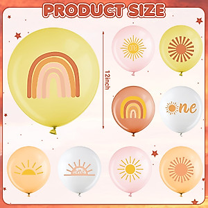 Faccito 63 Pcs Sun First Birthday Party Balloons Boho Rainbow Sunrise Latex Balloons First Trip Around the Sun Party Decorations Half Sun Sunshine Balloons for Birthday Baby Shower Decoration Supplies
