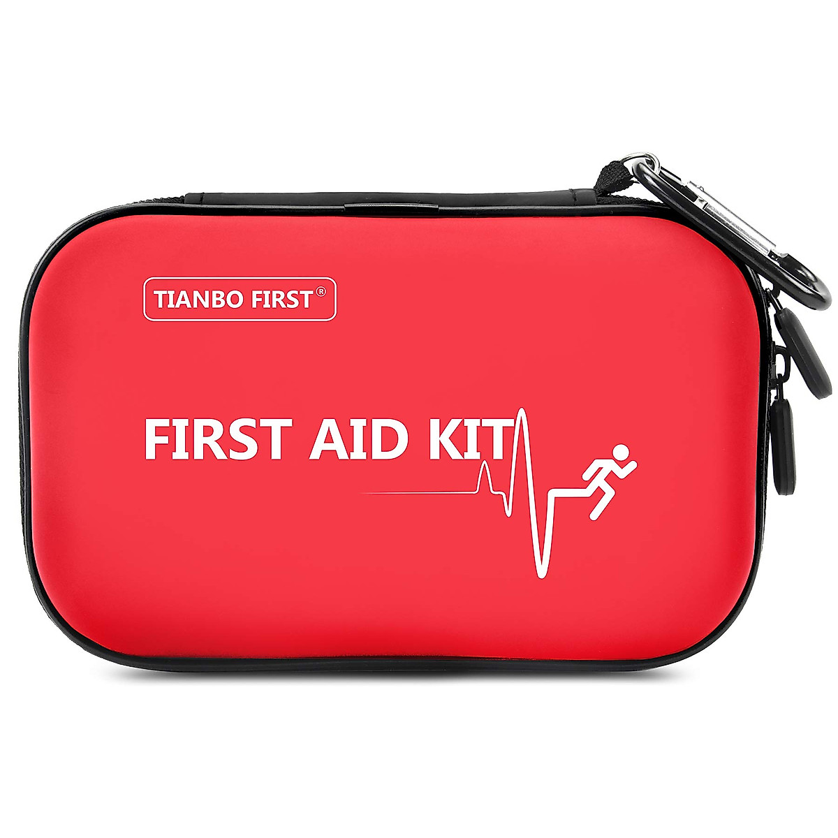 TIANBO FIRST Mini First Aid Kit, 107 Pieces Hard Shell Small Medical Pouch, Lightweight Emergency Survival Bag for Hiking Camping Backpacking Travel, Red