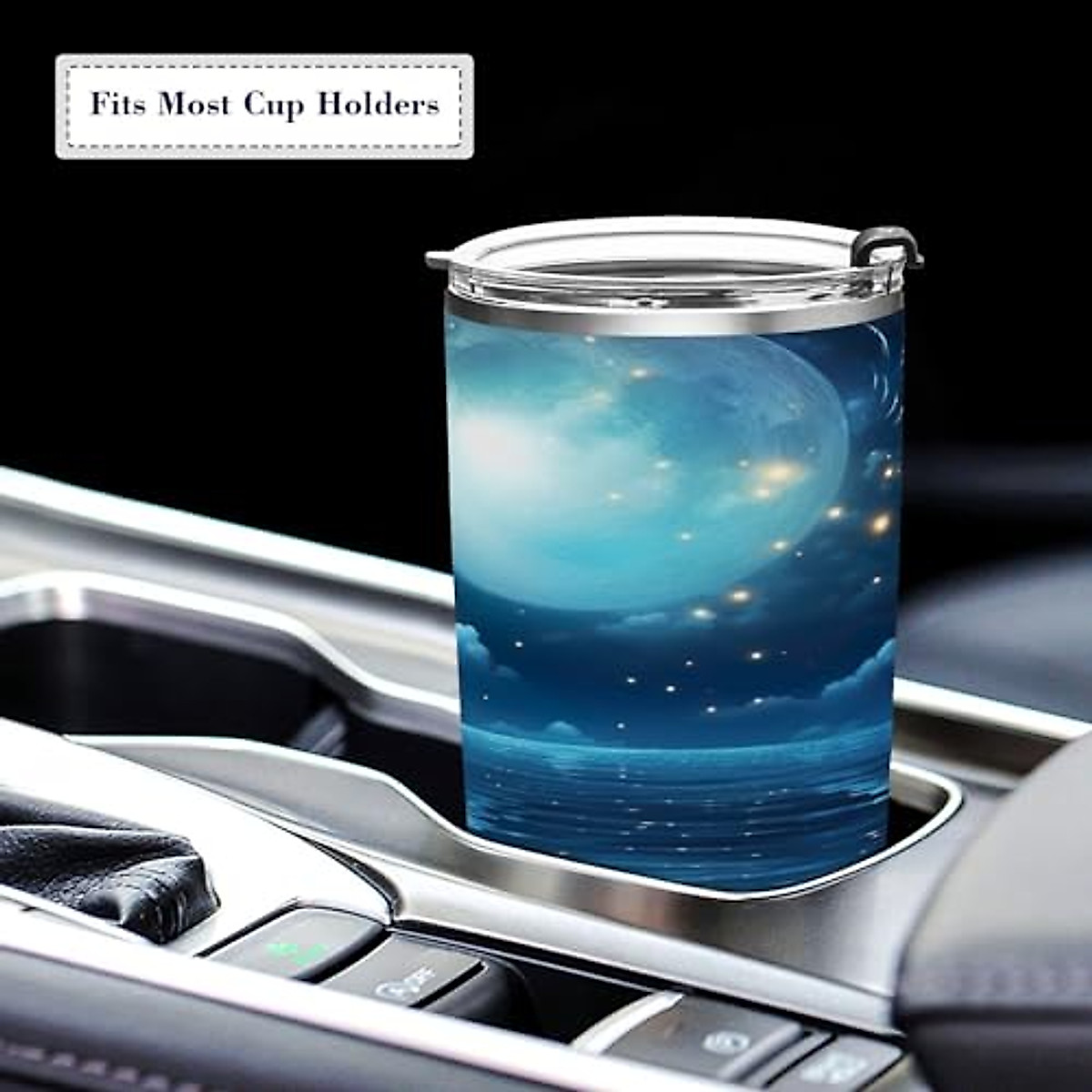 Wassud Night Sky 20 oz Tumbler with Lid and Straw Stainless Steel Double Wall Vacuum Tumblers Insulated Travel Coffee Mug for Cold and Hot Drinks