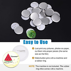 MECCANIXITY Blank Pin Back Button Parts, 32mm 1.26 Inch, 200 Set Sewing Buttons Round Metal Cover Plastic Button Back Clear Film for Button Maker Machine