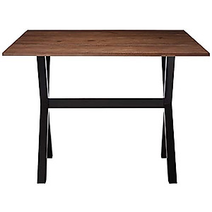 Nathan James Kalos Solid Wood Drop Leaf Folding Kitchen Farmhouse Room or Space Saving Console Desk, Rustic, Dining Table, Walnut/Black